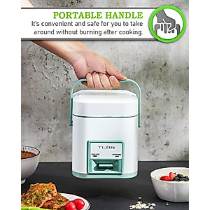 TLOG Mini Rice Cooker 2.5-Cup Uncooked, Healthy Non-stick 1.2L Small Rice Cooker for 1-3 People, Portable Travel Rice Cooker with Steam Tray, Rice Maker for Grains, White Rice, Oatmeal, Veggies