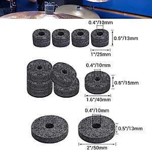 Facmogu 23PCS Cymbal Replacement Accessories, Cymbal Stand Felts, Drum Cymbal Felt Pads Include Wing Nuts, Washers, Cymbal Sleeves & Drum Key - Gray