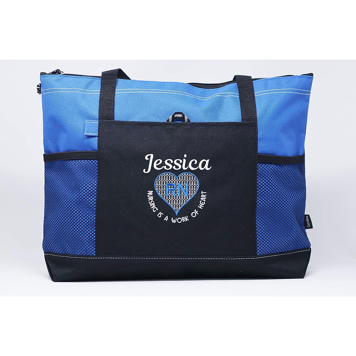 Nursing is a Work of Heart Personalized Embroidered Nurse, CNA, RN, LPN Tote Bag.