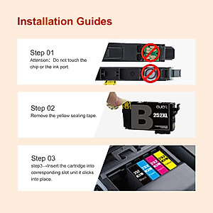ejet 252XL Remanufactured Ink Cartridge Replacement for Epson 252 Ink 252 XL T252 T252XL Ink for Workforce WF-3640 WF-3620 WF-7210 WF-7710 WF-7720 Printer (2 Cyan, 2 Magenta, 2 Yellow, 6-Pack)