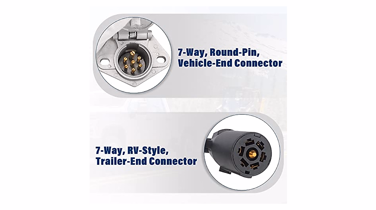 MECMO 7-Way RV Blade to 7 Round Pin Trailer Adapter Connector