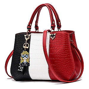 Handbags for Women Fashion Ladies Purses PU Leather Satchel Shoulder Tote Bags (Red2)