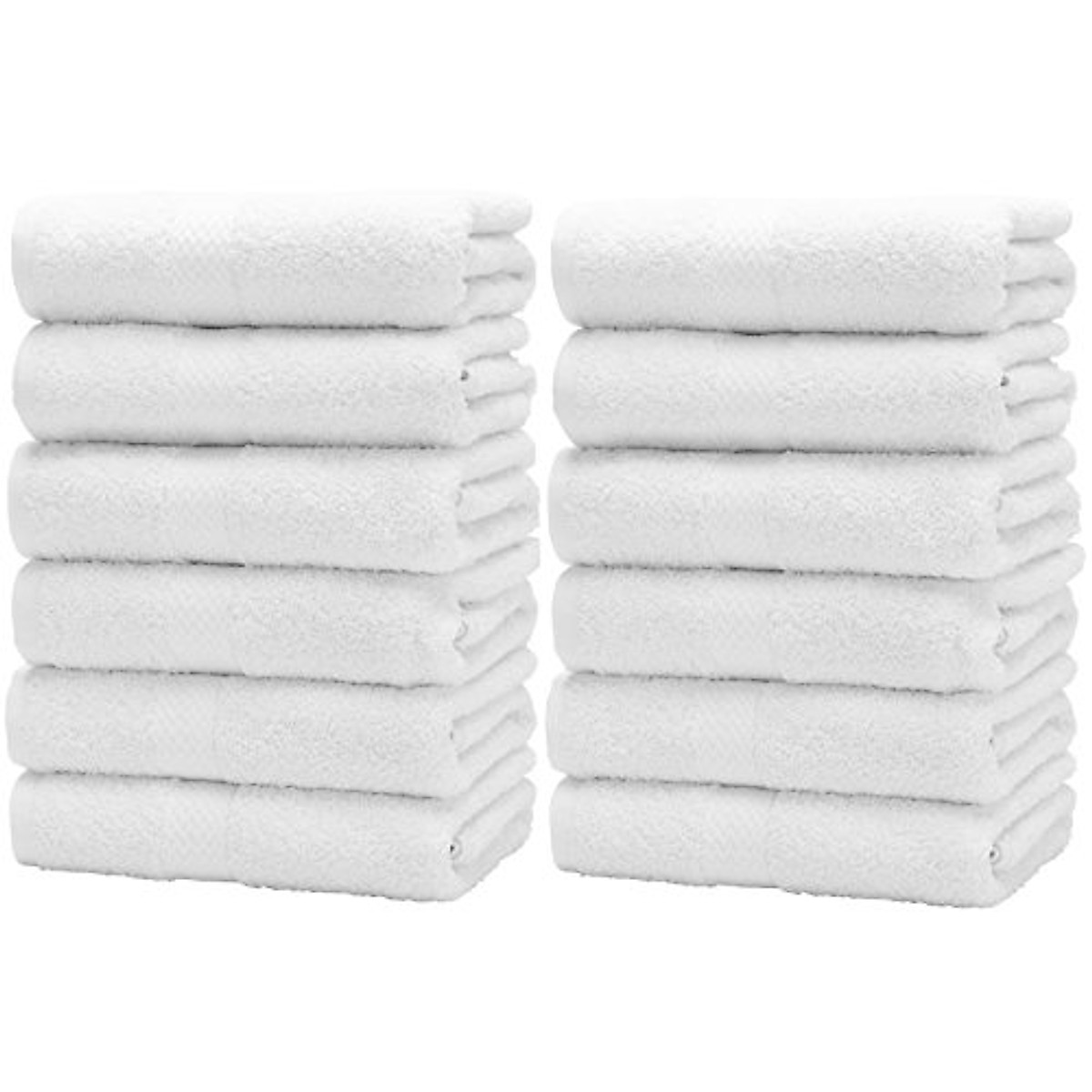 White Washcloths Face Towels for Bath 100% Cotton 13" x 13" (12 Pack)
