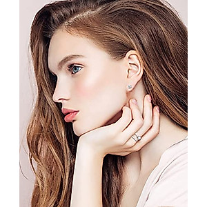 Moissanite Stud Earrings for Women Men Girls, FCINOS 18K White Gold Plated S925 Sterling Silver 1CT D Color VVS1 Clarity Round Cut Lab Created Diamond Earrings Birthday Christmas Gift