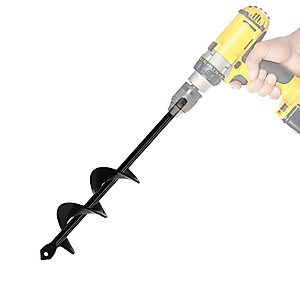 SORANGEUN 1.6"x9" Garden Auger Spiral Drill Bit,Bulb Auger for Cordless Drill,Auger Drill Bit for Planting,Soil Auger for Post Hole Digger,Garden Auger for 3/8” Hex Driver Drill Solid Shaft