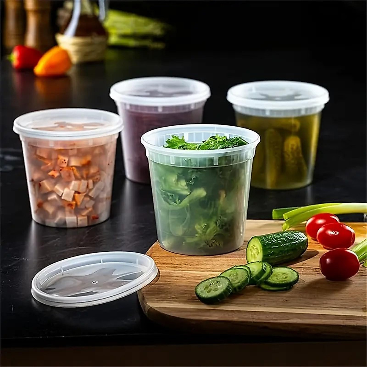 STARANDBEE [20Pack] 24oz, Food Storage Containers with Lids, Plastic Deli Containers, Meal Prep Containers, Microwave and Freezer Safe, Stackable, Leakproof, BPA Free, Clear