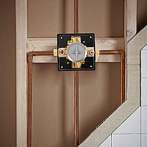 Universal Tub and Shower Valve Body for Tub Faucet Trim Kits, Compatible with R10000-UNBX (with Screwdriver Stops), Black