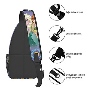 LZYUNAZ Cartoon Sling Bag Crossbody Sling Backpack for Girls Teen Hiking Travel Running (Purple)