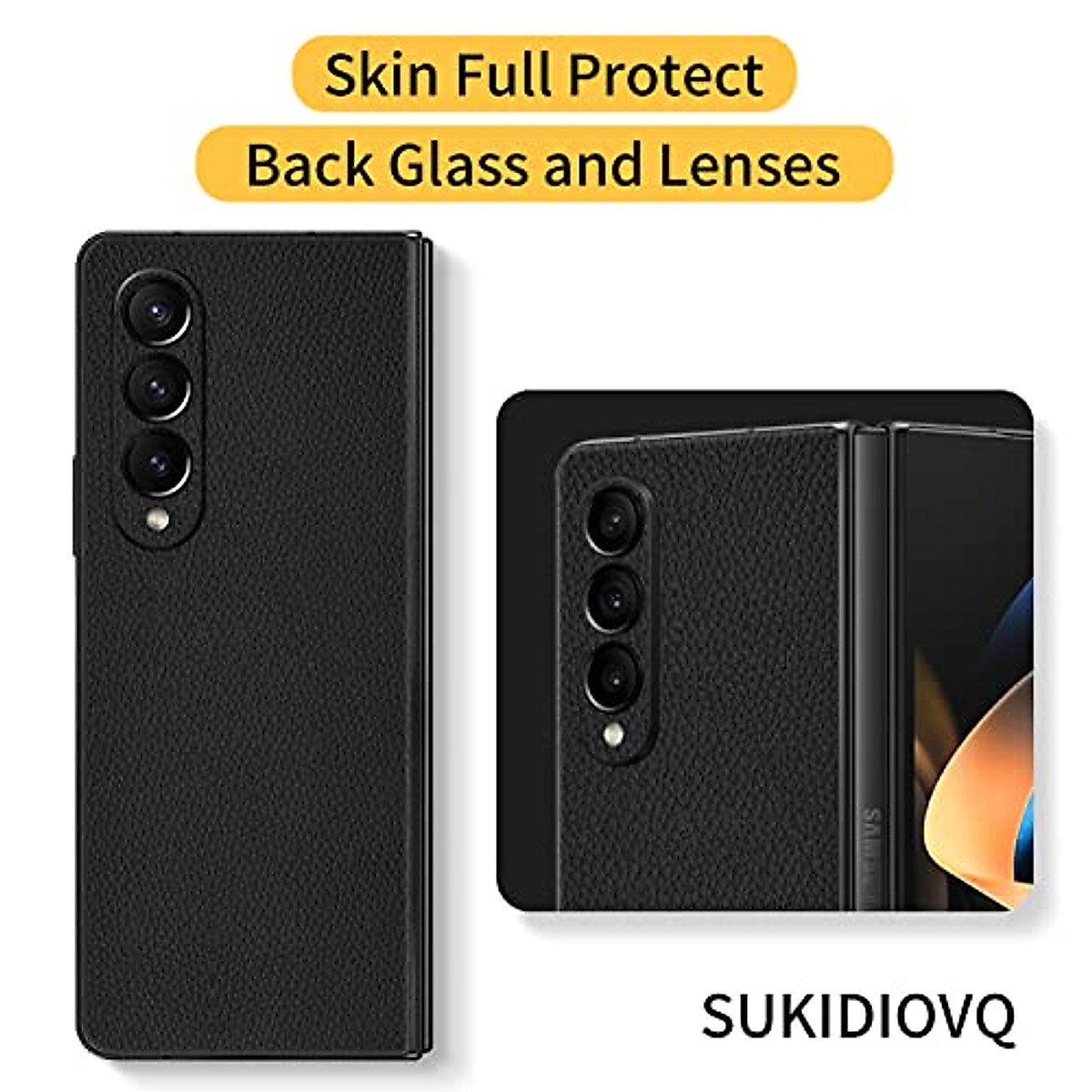 2 Pack for Samsung Galaxy Z Fold 4 Phone Sticker Skin Wrap 3M Vinyl Ultra Thin Slim Ultralight Decal Glass Protector Film Protective for Back Side Borders Camera