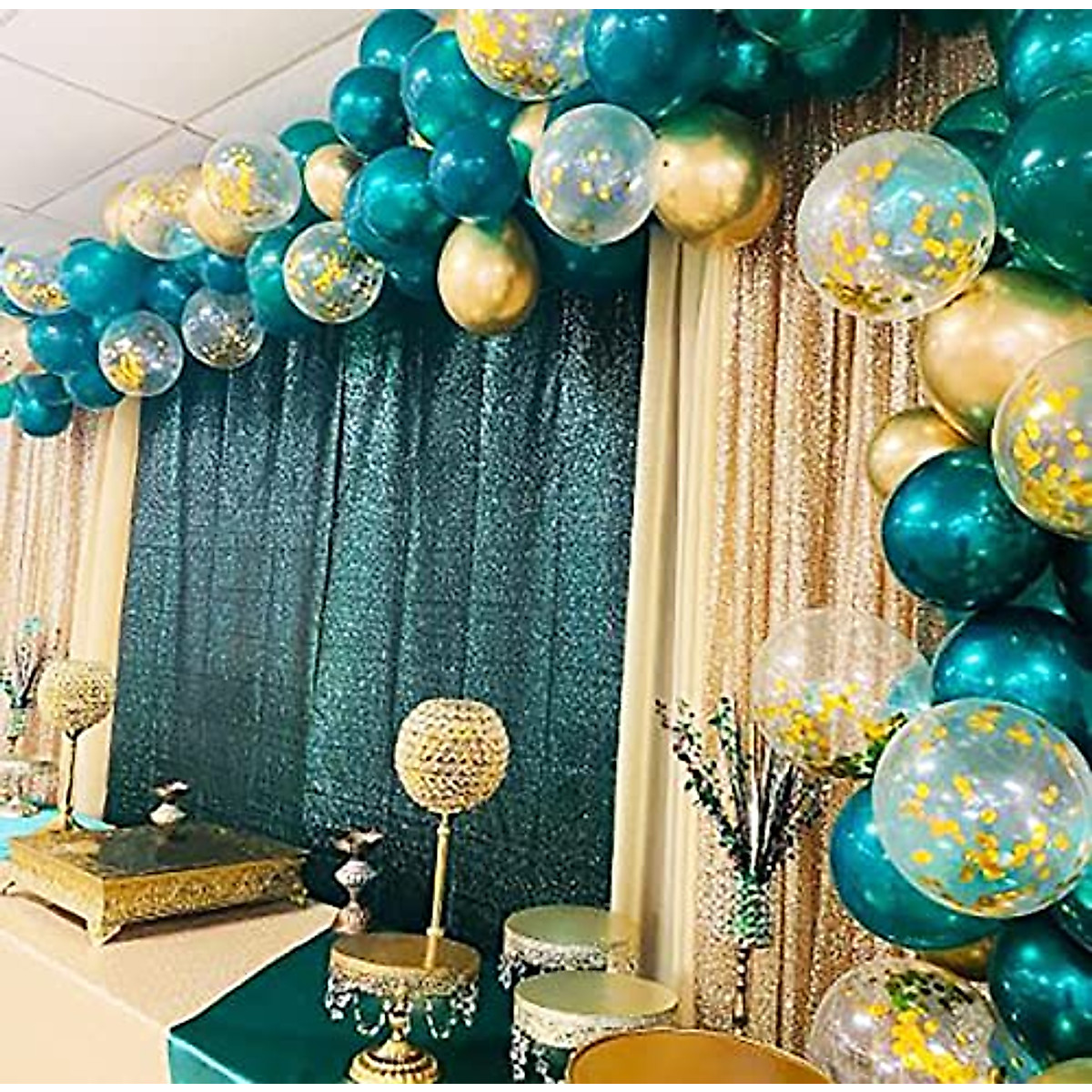 Teal Gold Balloons Teal Gold Party Decorations of 15pcs for Teal Gold Birthday Decorations Women/Teal Gold Bridal Shower Decorations/Teal Gold Wedding Decorations