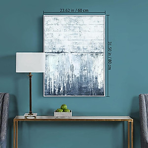 Zessonic Abstract Canvas Wall Art Prints for bathroom, Blue and white Modern Creative Artwork Pictures Ready to Hang for Living Room Bedroom Office Kitchen Décor （24Wx32L, Blue & White