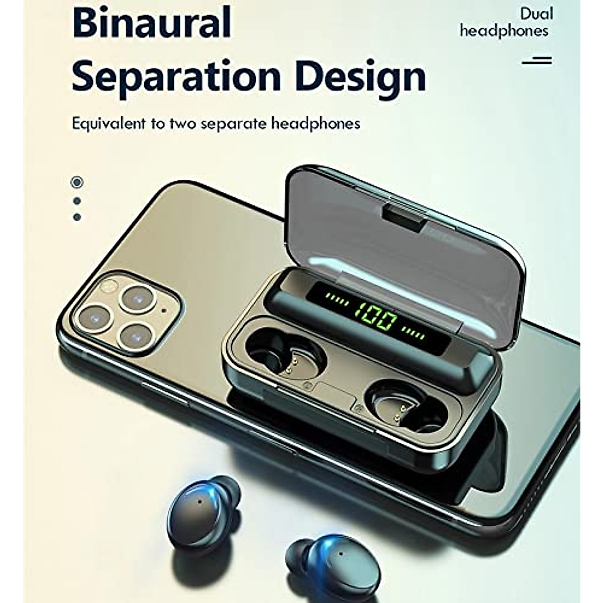 New Sport Wireless Bluetooth Earbuds for iPhone Samsung Wireless Earphone IPX 7 Waterproof, Black