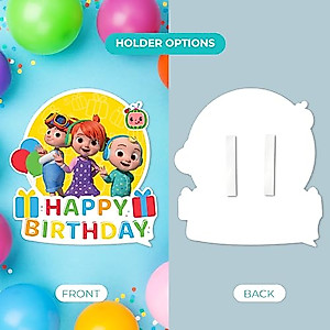 CoComelon JJ and His Brothers Happy Birthday Sign in PVC - EGD X CoComelon Series - PVC Birthday Supplies - Support with Double-Sided Tape - Multiple Size Options (EGDCOCO026) (Wide 10"x 11" Height)