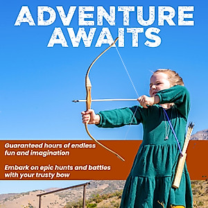 Adventure Awaits! - 2-Pack Handmade Girls Wooden Bow and Arrow Set - 20 Wood Arrows and 2 Quivers - for Outdoor Play