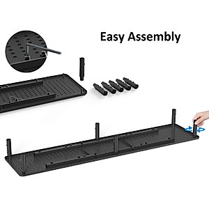 Husky Mounts Large Dual Monitor Stand Riser, Adjustable Legs, 39" x 9.25" x 5.5" Max Height, Matte Black Steel