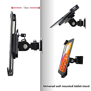 WeSTRUGGLE Tablet Wall Mount Holder with Lock and Key, Rotate Design Arbitrary Adjustment,Multi Angle,Bracket for Most 8 to 10.4 Inch,and for iPad Air &10.2,10.9,Pro 11 Galaxy tab,and More (Black)
