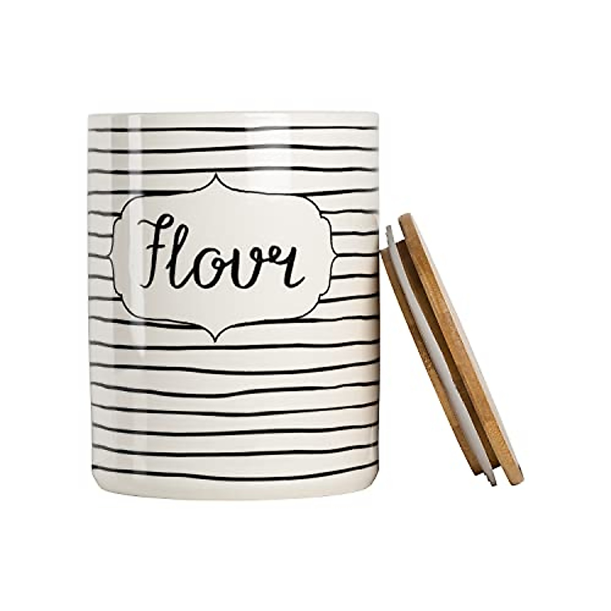 10 Strawberry Street Coffee, Sugar, Flour Kitchen Canister Set, 3 Piece, Everyday Black/White