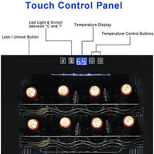 28 Bottle Wine Cooler Refrigerator Inverter Compressor Wine Fridge Cabinet for Countertop or Table Home Freestanding with Lock,Quiet Operation Adjust Temperature 41°F-64°F Small Cooling Wine Cellar for Alcohol Drinks With Digital Touch Display
