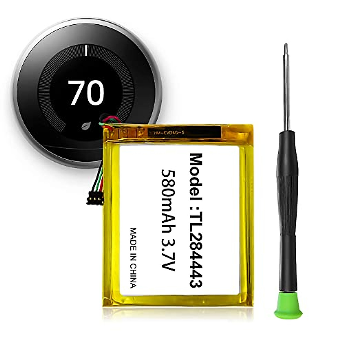 Replacement TL284443 Battery,(580mAh) High Capacity Replacement Battery for Nest TL284443, Fits Nest Learning Thermostat 2nd 3rd Generation, T3007ES, T3008US, A0013, T4000ES Smart Home Battery