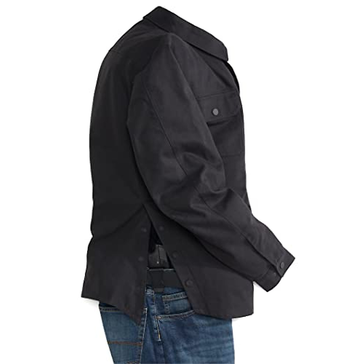 Venado Quick Draw Shirt Jacket for Men - Concealed Carry Vent - Built in Holsters (Black, Large)