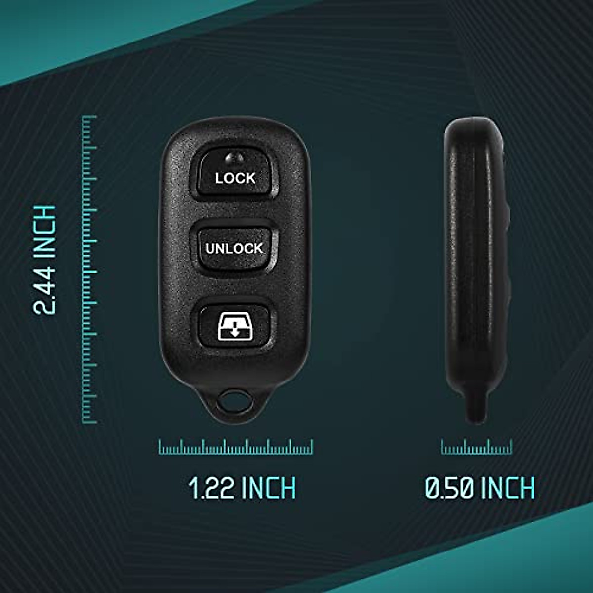 HelloAuto Key fob Fits Toyota Sequoia 2001-2007, 4Runner 1999-2009 Keyless Entry Remote Replacement Smart Key 4-Button (FCC ID: HYQ12BBX, HY12BAN, HYQ1512Y)