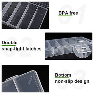 BAGTeck clear visible plastic storage box cosmetic tools storage box makeup tools fishing tackle accessory box organizer jewelry screws hardware accessories organizer box (2Pack)