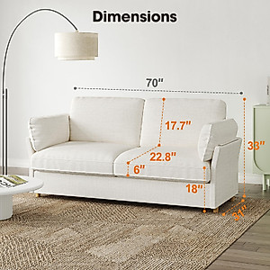 Vesgantti Loveseat Sofa, 70 inch Beige Couch, Modern Comfy Sofa with Deep Seat Soft Cushions, Small Sofa Couches for Living Room, Apartment, Office, Small Spaces, Tool-Free Assembly (70 Inch, Beige)