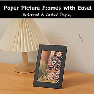 Litpoetic 50 Pack Standing Paper Picture Frames 4x6,Cardboard Photo Frame with Easel,Paper Photo Frame Cards,Gallery Frames Bulk For Wedding,DIY,Classroom, Black