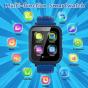 Kids Smart Game Watch with 24 Games HD Touch Screen Video Camera Music Player Pedometer Flashlight Alarm Clock 12/24 hr, Gifts for 5-12 Year Olds Boys