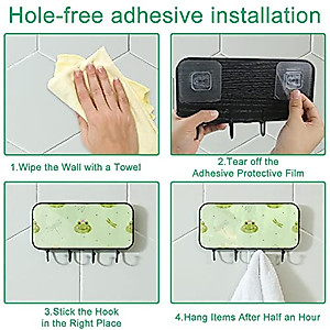 Princess Frog Crown Dragonfly Light Green Personalized Adhesive Hooks Towel Hooks Wall Hooks for Kitchen Bathroom