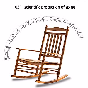 Outdoor Solid Wood Living Room Rocking Chairs, American Country Style Patio Chairs for Adults, Casual Summer Nordic Balcony Outside Furniture, Load-Bearing 175kg/385lbs