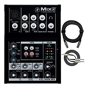 Mackie Mix5 5-Channel Compact Mixer Bundled with Knox Gear 20ft. XLR Cable and 3.5mm TRs to Dual 1/4" TS Breakout Cable (3 Items)