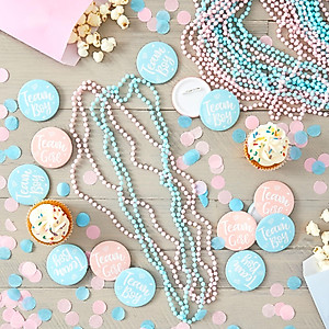 Sparkle and Bash Baby Gender Reveal Party Favors, Team Boy and Girl Button Pins, Bead Necklaces (48 Pieces)