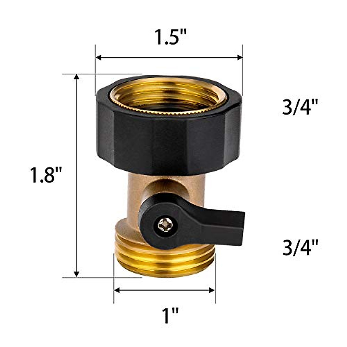 Awpeye Heavy Duty Brass Shut Off Valve Garden Hose Connector，3PCS 3/4" Water Hose Single Shut Off Valve Garden Hose Connector
