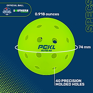 PCKL Elite 40 Pickleball Balls | Tournament and Competition Ball | 4 Pack of Balls | 50 Pack | 100 Bulk Pack | USA Pickleball Approved (12 Pack, Neon Green)