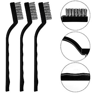 Topbuti 15 Pcs Mini Stainless Steel Wire Brush Set for Cleaning Welding Slag Rust, Wire Bristle Scratch Brush Set, Curved Handle Brushes