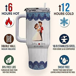 Custom 40oz Tumbler with Handle – couples' cooking class-Personalized Couple Gift for Anniversary Wedding Gift, Birthday, Mother's Day, Valentine’s Day PQA7wv