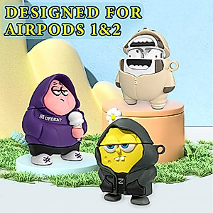 3 Pack Cute Cartoon Character AirPods Case for AirPod 2/1,3D Kawaii AirPod Case 2nd Generation,Funny Fun Cartoon Cool Soft Silicone Protective Cover for Apple Airpods Case with Keychain for Women Men