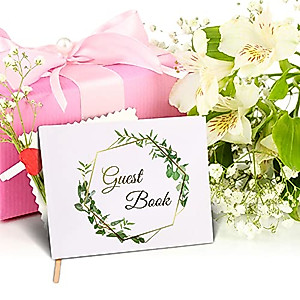 DICANG Wedding Guest Book - Sign in Guest Book Wedding Reception - 120 Pages Wedding Registry Guestbook with Gold Foil, Gilded Edges and Two Markers Pen, Guestbook Wedding 9 x 7 Inch