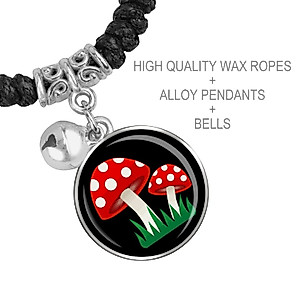 FunnyStar Red Mushroom 2 Pcs Couple Rope Bracelets With Bell Women Men Best Friends Relationship Matching