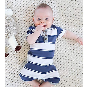 Burt's Bees Baby Baby Boys Short Sleeve Rompers, 100% Organic Cotton One-piece Coverall and Layette Set