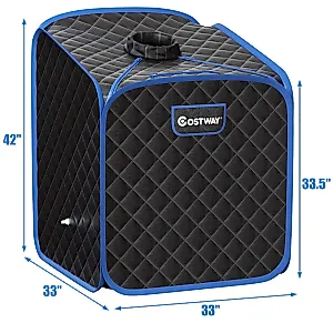 COSTWAY Portable Steam Sauna, 2L Folding Home Spa Sauna Tent for Weight Loss, Detox Relaxation at Home, Personal Sauna with 9 Temperature Levels, Timer, Remote Control, Foldable Chair (Black)