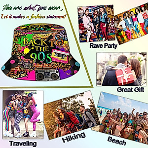90s Outfit for Women Men, Fashion Retro 90s Bucket Hat Outdoor Packable Sun Cap Rave Accessories Fisherman Hats for Women Men