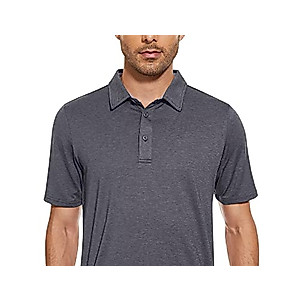 MAGCOMSEN Mens Polo Shirts Dry Fast Golf Shirts Workout T-Shirt Athletic Shirts Running Shirts Fishing Shirts Polos Short Sleeve Casual Shirt Summer Shirts Dark Grey