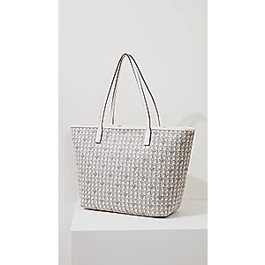 Tory Burch Women's Ever-Ready Tote, New Ivory, Off White, Print, Grey, One Size