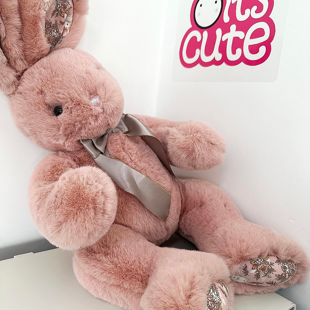 oitscute Faux-Fur 24" Cute Stuffed Animals Bunny Plush Toy for Girl,Baby,Kid (Pink)