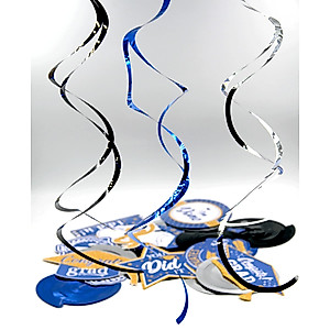2023 Graduation Party Decorations Kit Hanging Swirls (18 Pcs) Navy Blue Black and Silver, Class of 2023 Grad Party Supplies Decorations, Congratulation Swirls for Graduation Celebration