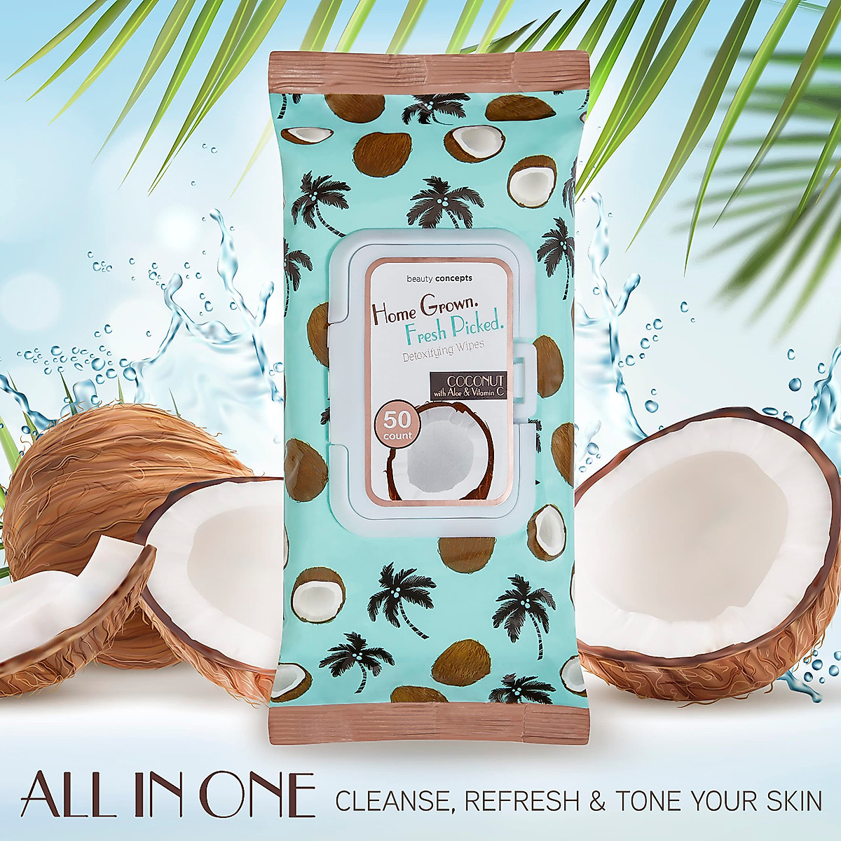 B.C. Beauty Concepts Makeup Remover Wipes – Gentle Facial Wipes for Easy Makeup Removal, 100 Count (Pack of 2), Coconut with Aloe & Vitamin C