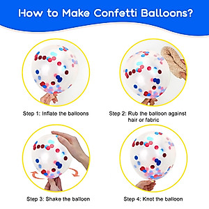 RUBFAC 65pcs Red White and Blue Balloons 4th of July Patriotic Balloons Arch Garland Kit, 12 Inches Confetti Balloons for Independence Day Nautical Baseball Birthday Party Decorations