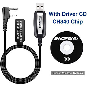 BAOFENG USB Programming Cable CH340 Chip for UV-5R BF-F8HP 5RM UV-21R GMRS UV-5G Plus GM-15PRO GM-5RH GM21 K5PLUS AR-152 UV-17R TIDRADIO TD-H3 8 Quansheng UV-K5 8 Ham Radio